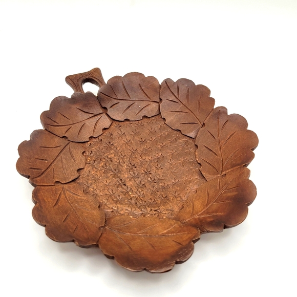Source Unknown | Accents | Carved Wood Leaf Bowl Made From The Black ...